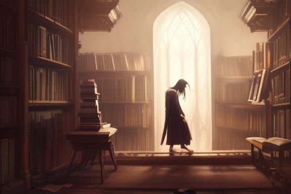 The Lonely Undead Librarian - AI Generated Artwork - NightCafe Creator
