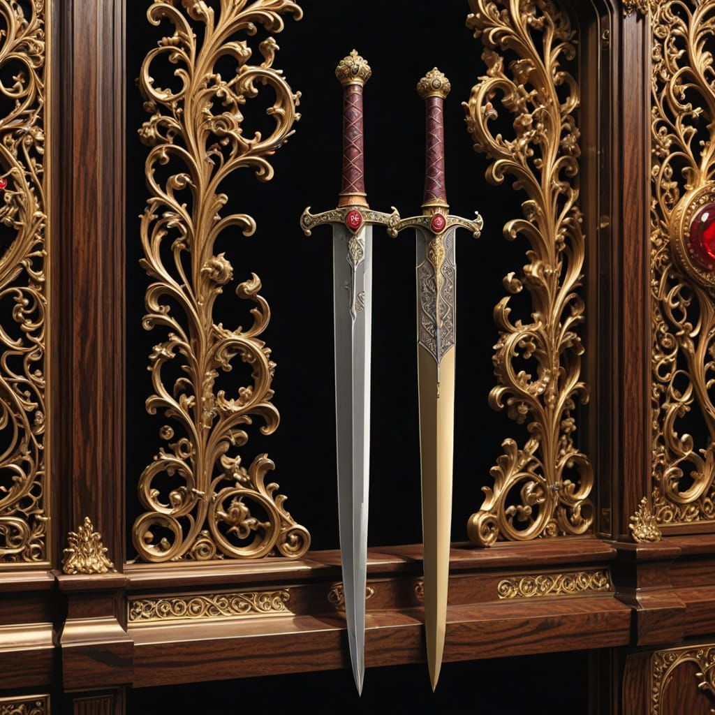 His and Hers royal swords crafted from rare-earth metals.