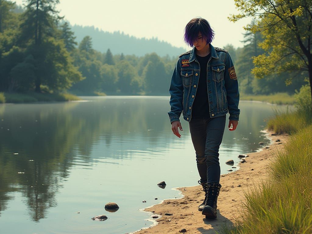 Brooding Teenager by Serene Lake, Fantasy Illustra... - AI Art