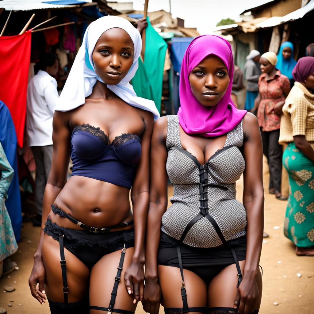 Two somali girls on the market - AI Generated Artwork - NightCafe Creator