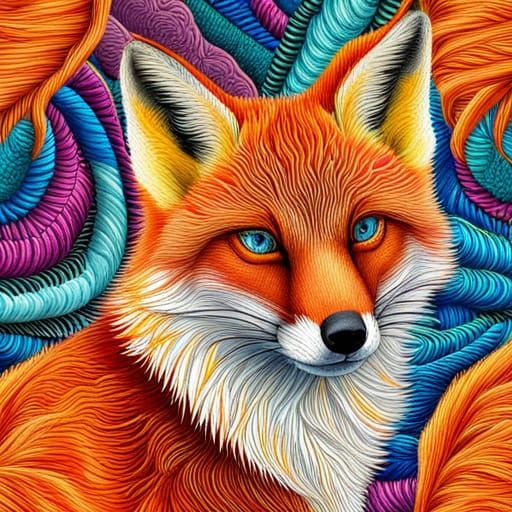 Pretty stitched fox - AI Generated Artwork - NightCafe Creator