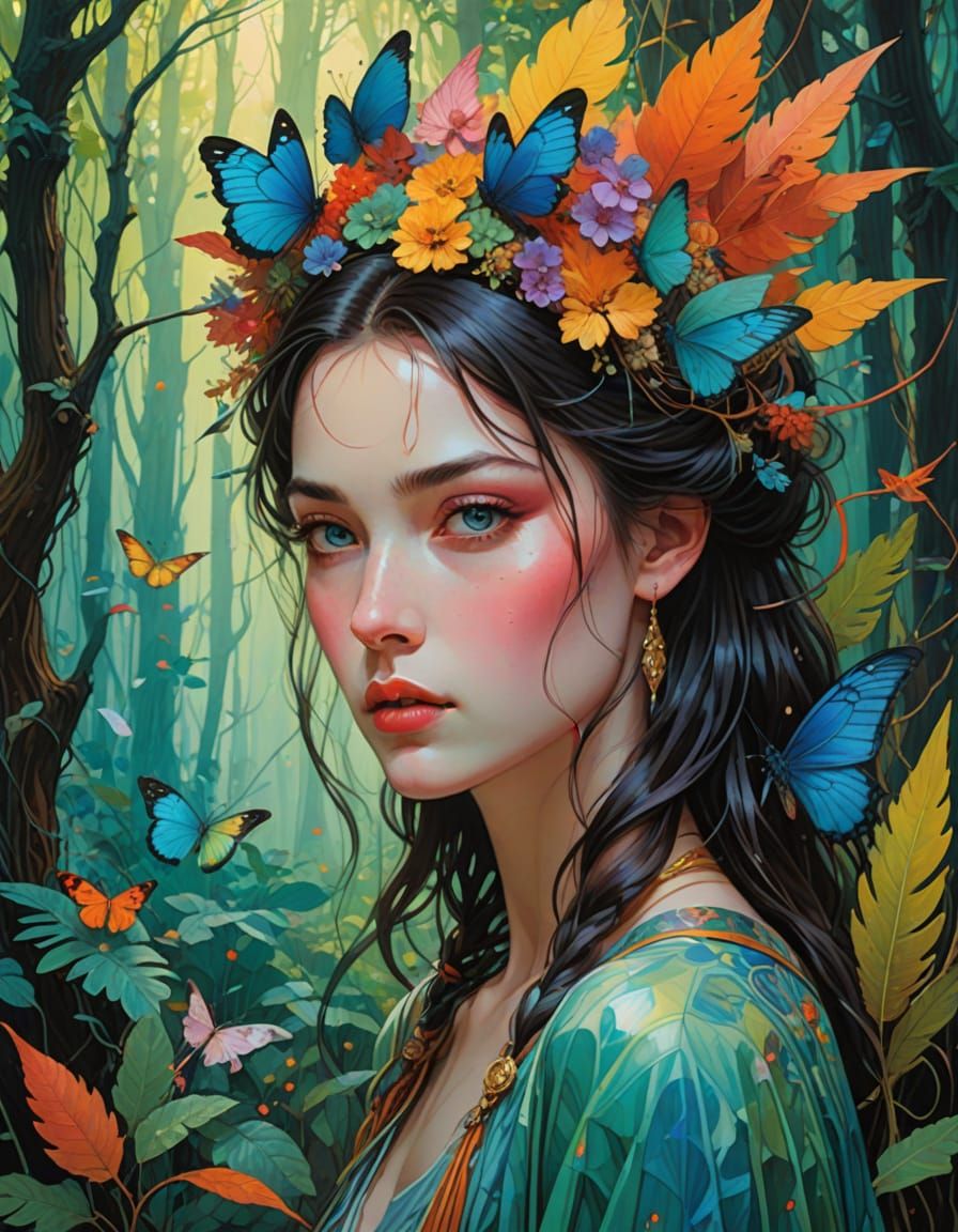 Dreamlike Alien Fauna in Autumnal Forest - AI Art