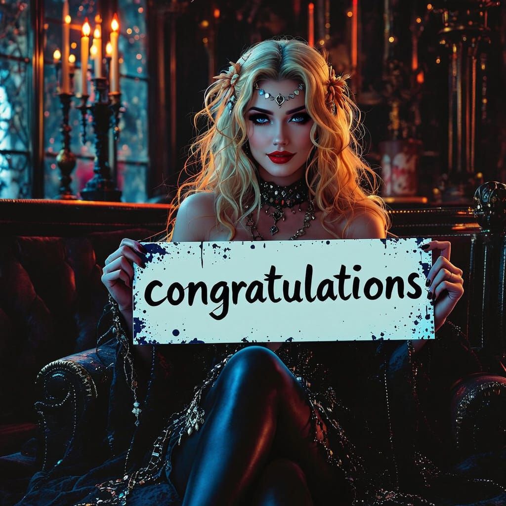 "Congratulations" Lady - Alluring Goddess in Art Deco Gothic...
