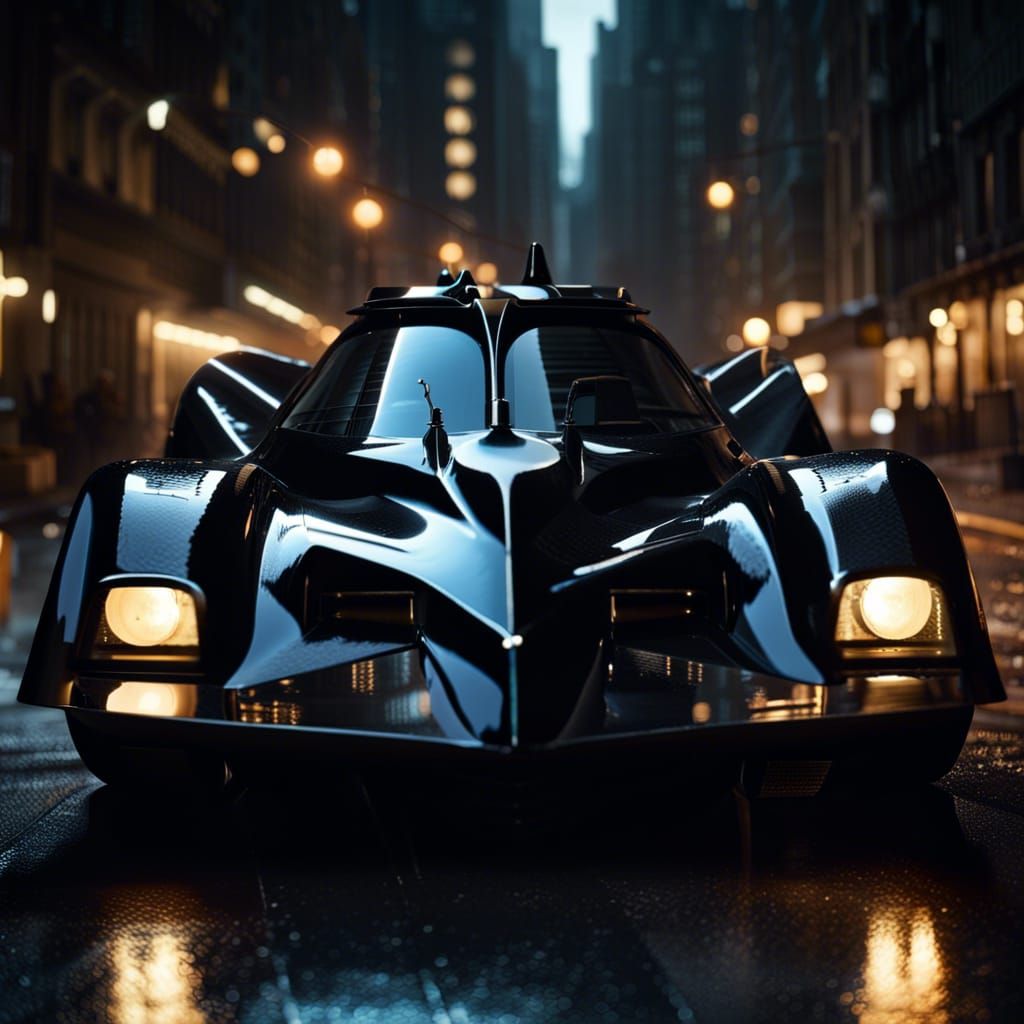 Batmobile, racing through the streets of Gotham City at night. - AI ...