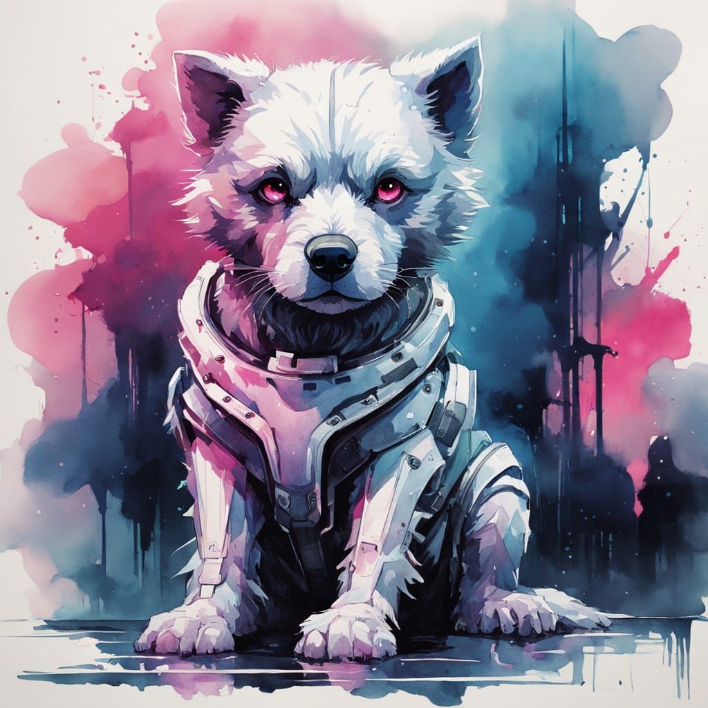 Perro del espacio - Cyberpunk Teddy Dog in Neon Dreams