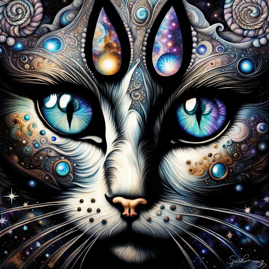 cosmic cat eyeball gothic emo love metal kitten iris "Hyperrealistic ...