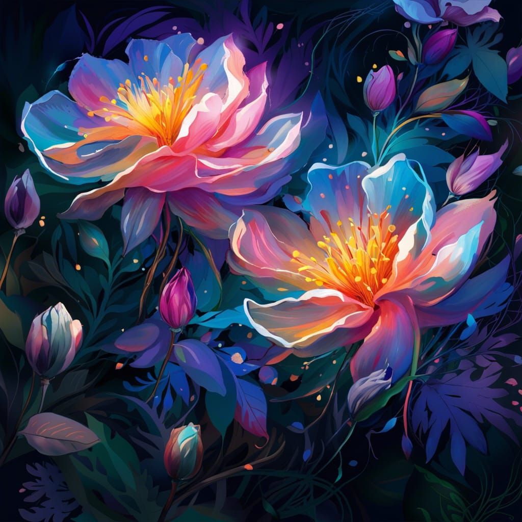beautiful glowing wild flowers - AI Generated Artwork - NightCafe Creator