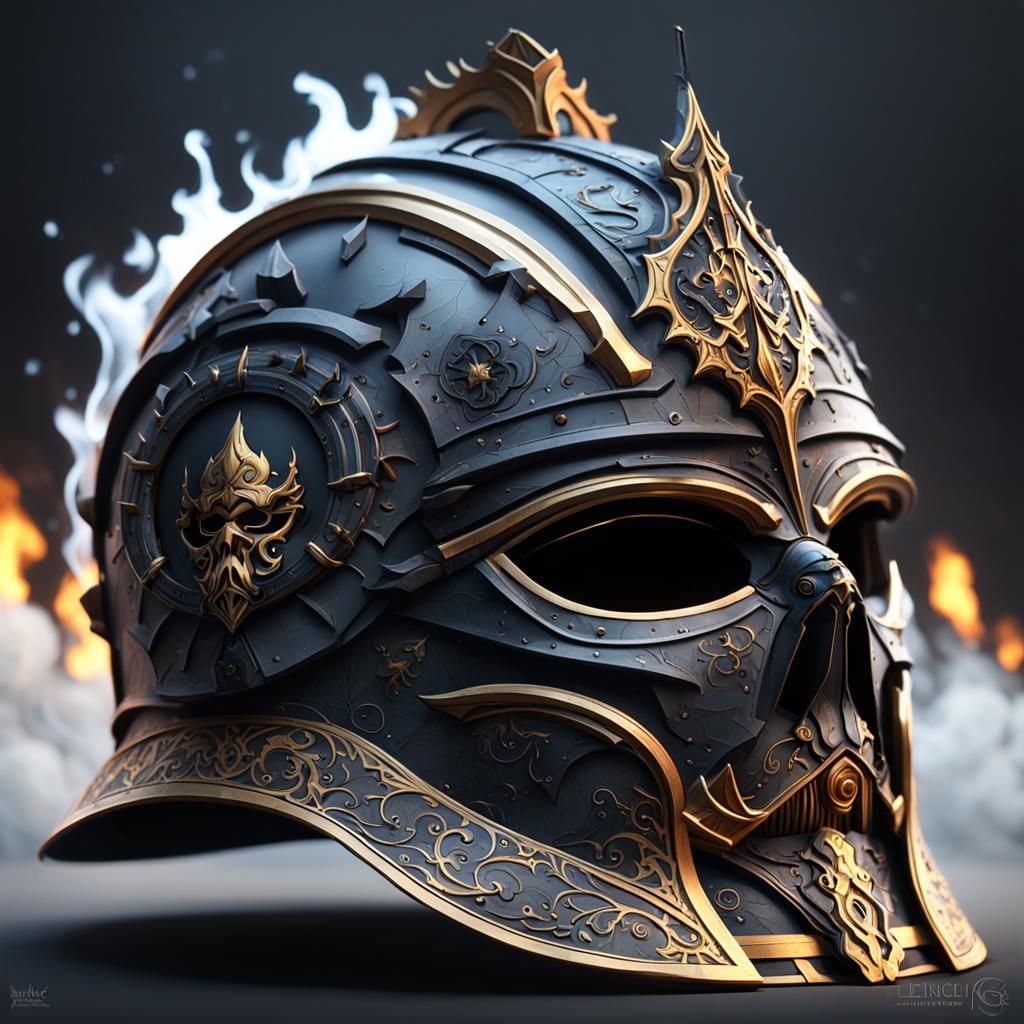 Fancy aristocratic void Helmet with many smoke rune and cracked with ...