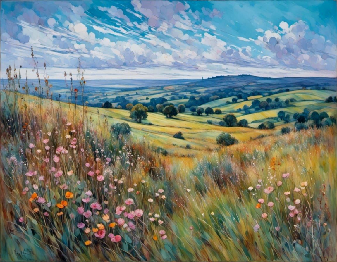 Dreamy Landscape in Soothing Analogous Colors - AI Art