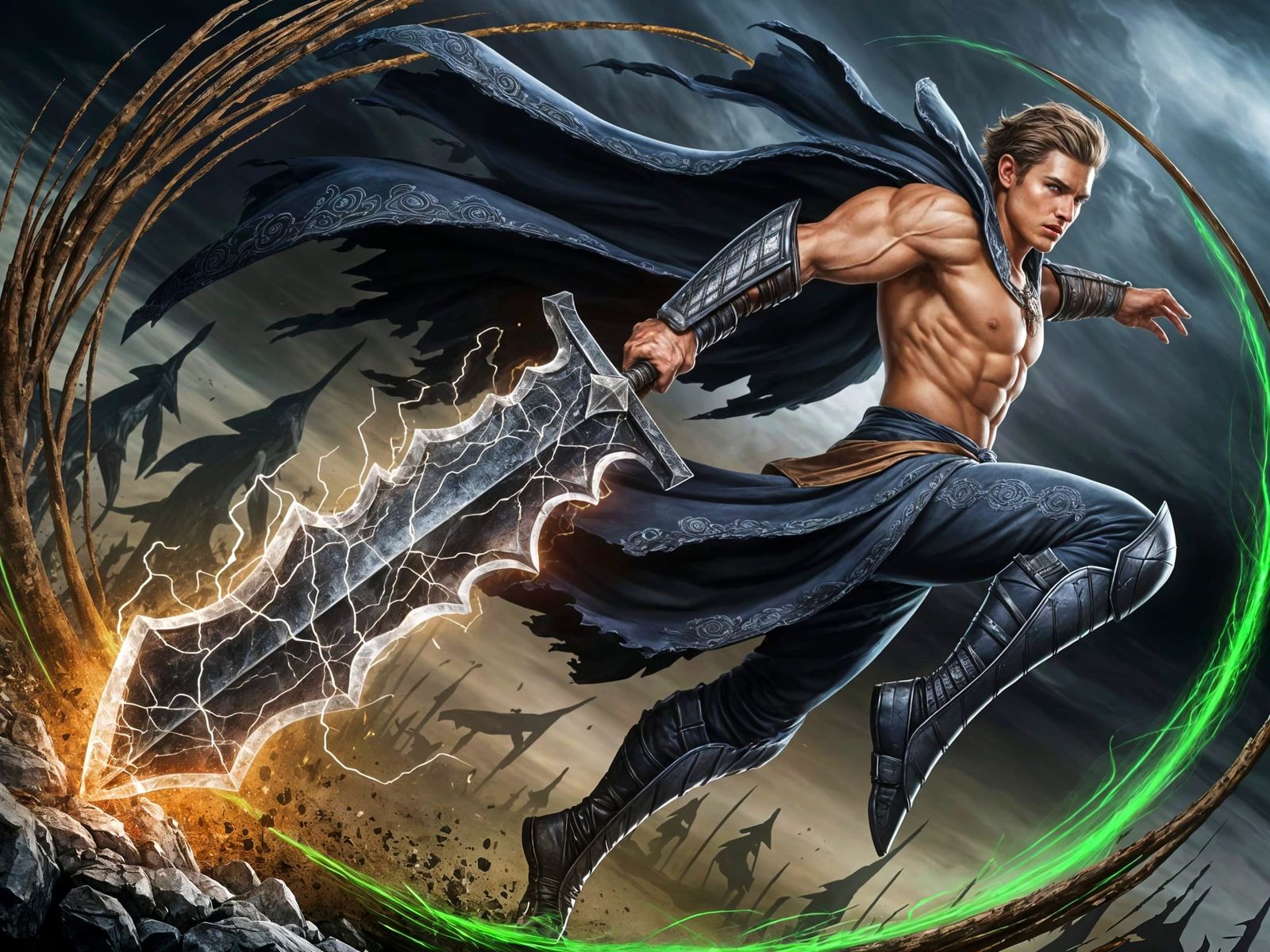 Elemental Sword Calendar Model - Sorcerer Leaps into Battle ...