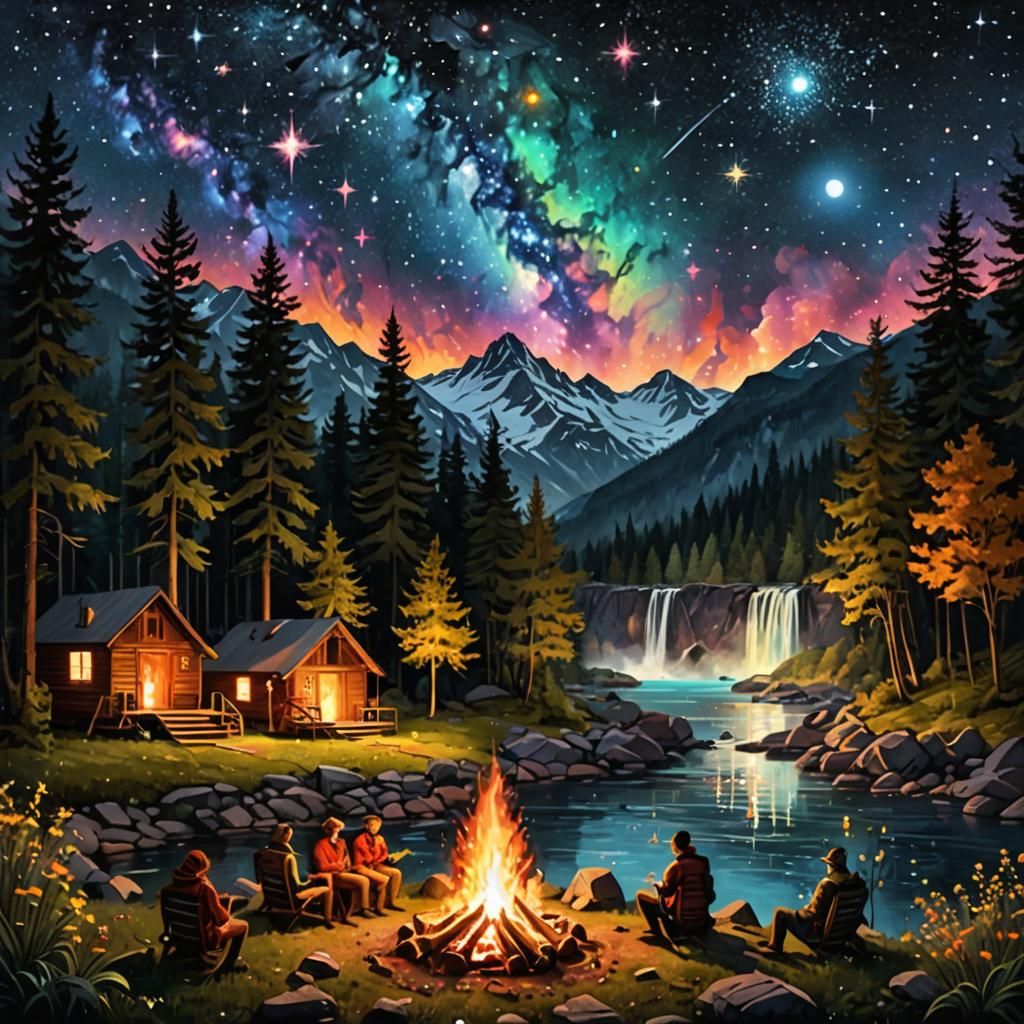Camping under the stars - AI Generated Artwork - NightCafe Creator
