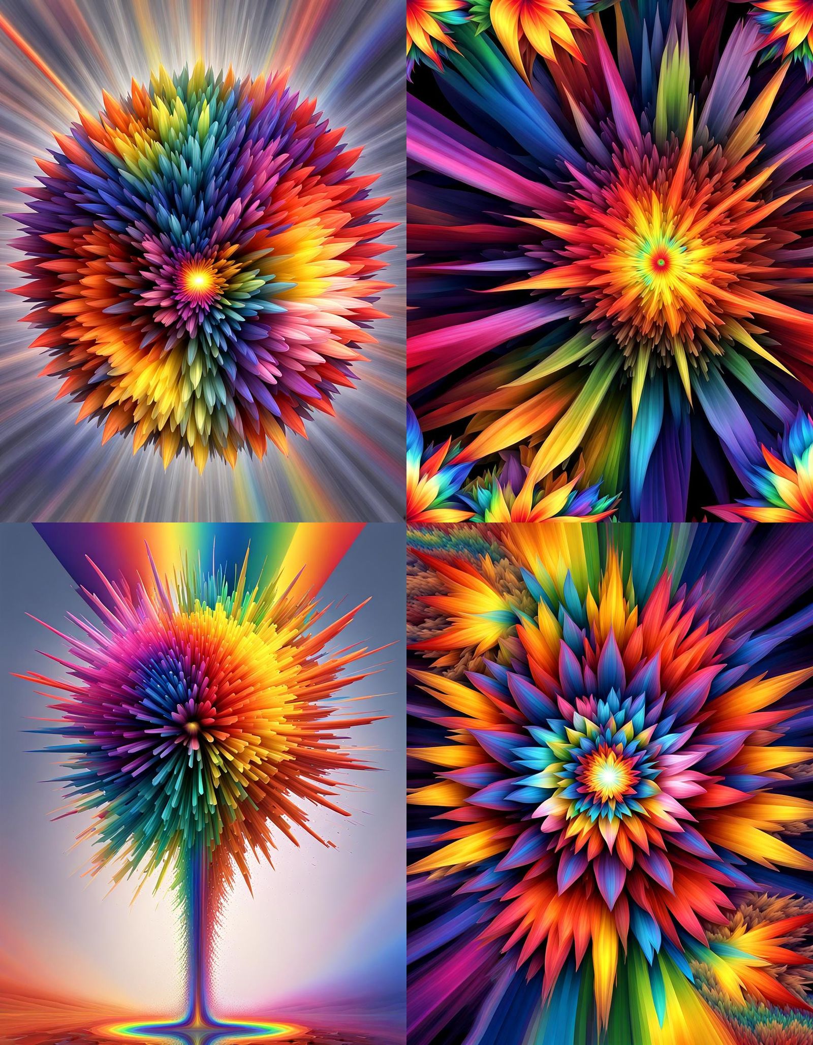 A fractalized explosion in bloom shifting rainbow prismatic - AI ...