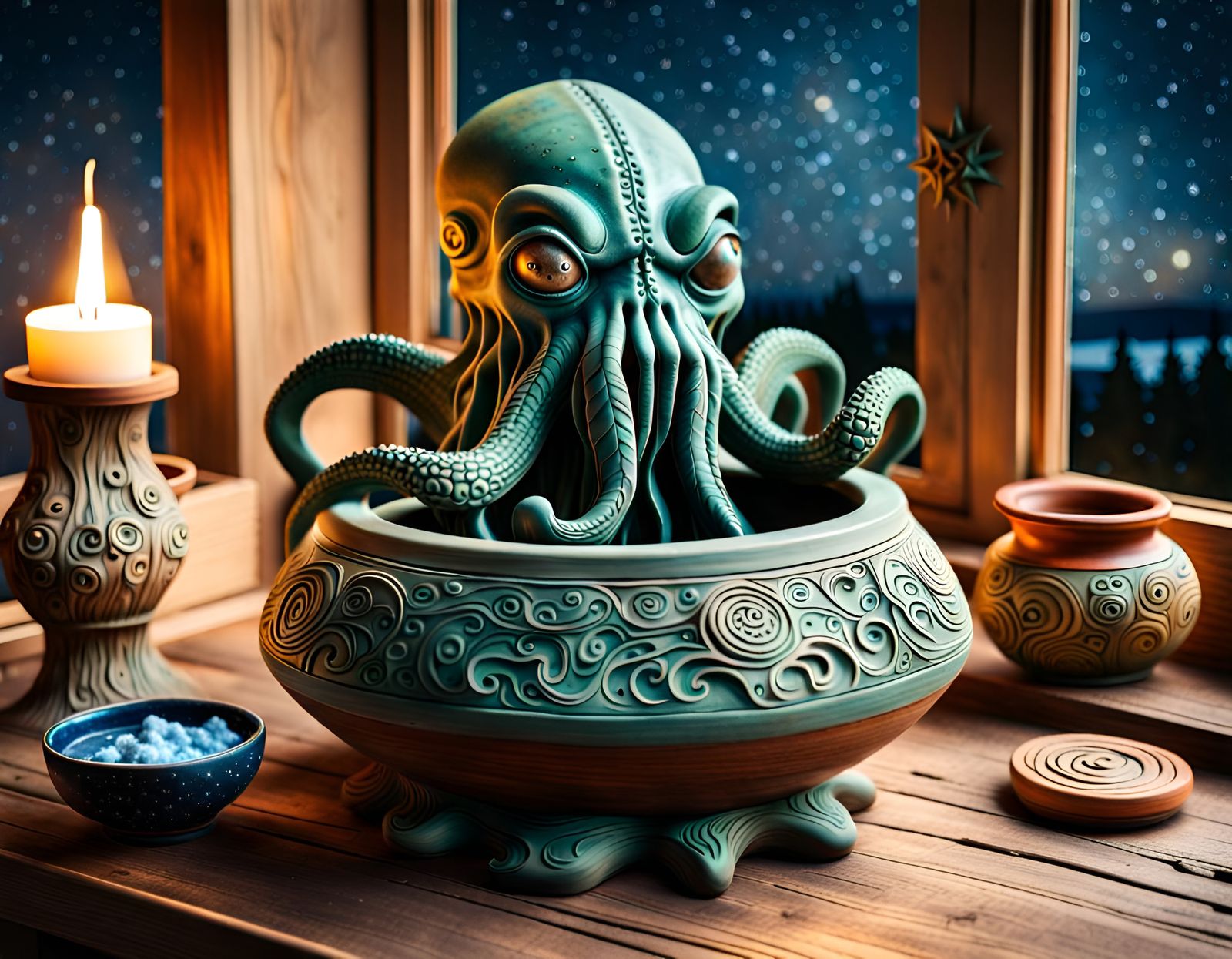 Eccentric Clay Pottery CTHULHU - AI Generated Artwork - NightCafe Creator