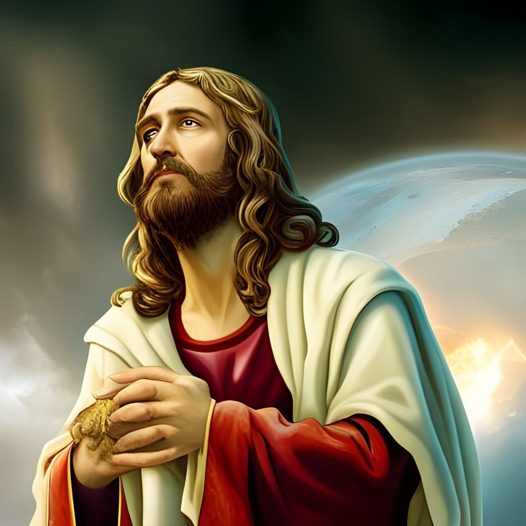 Jesus eating Saturn - AI Generated Artwork - NightCafe Creator