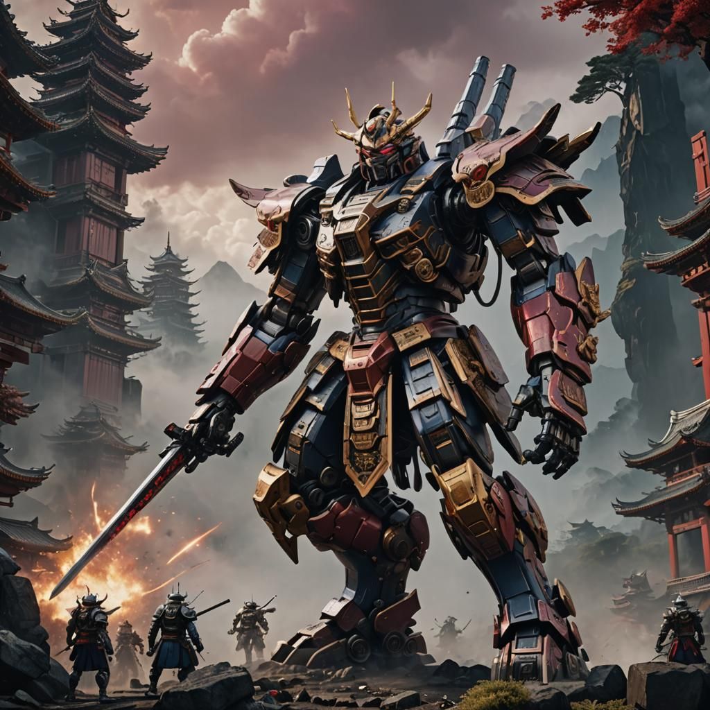 Giant Mecha Samurai Warrior - AI Generated Artwork - NightCafe Creator