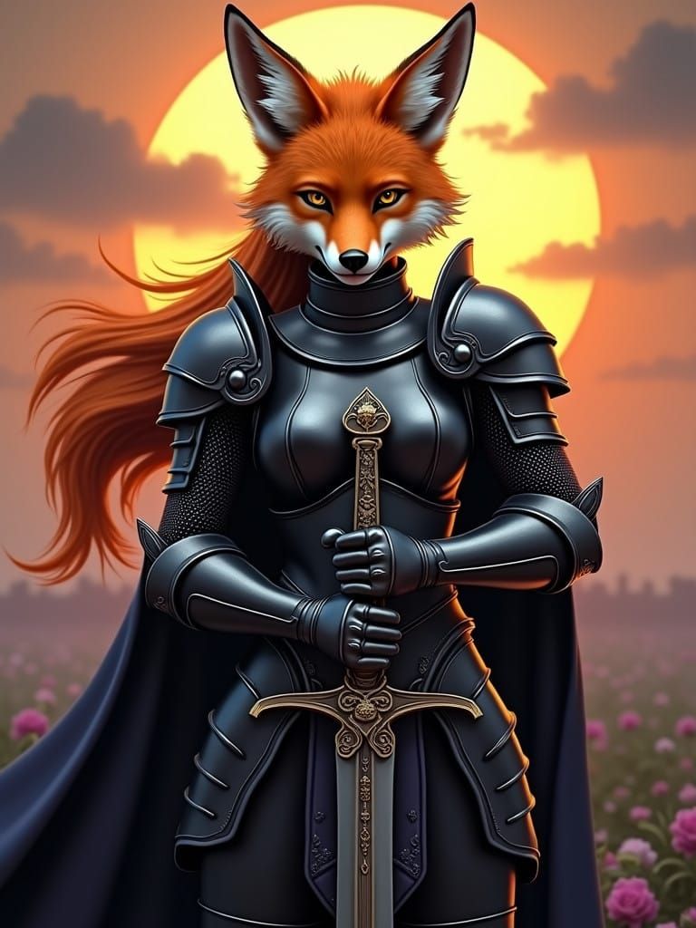 Janice the Knight 2 - Regal Fox Warrior in Black Knight Armo...