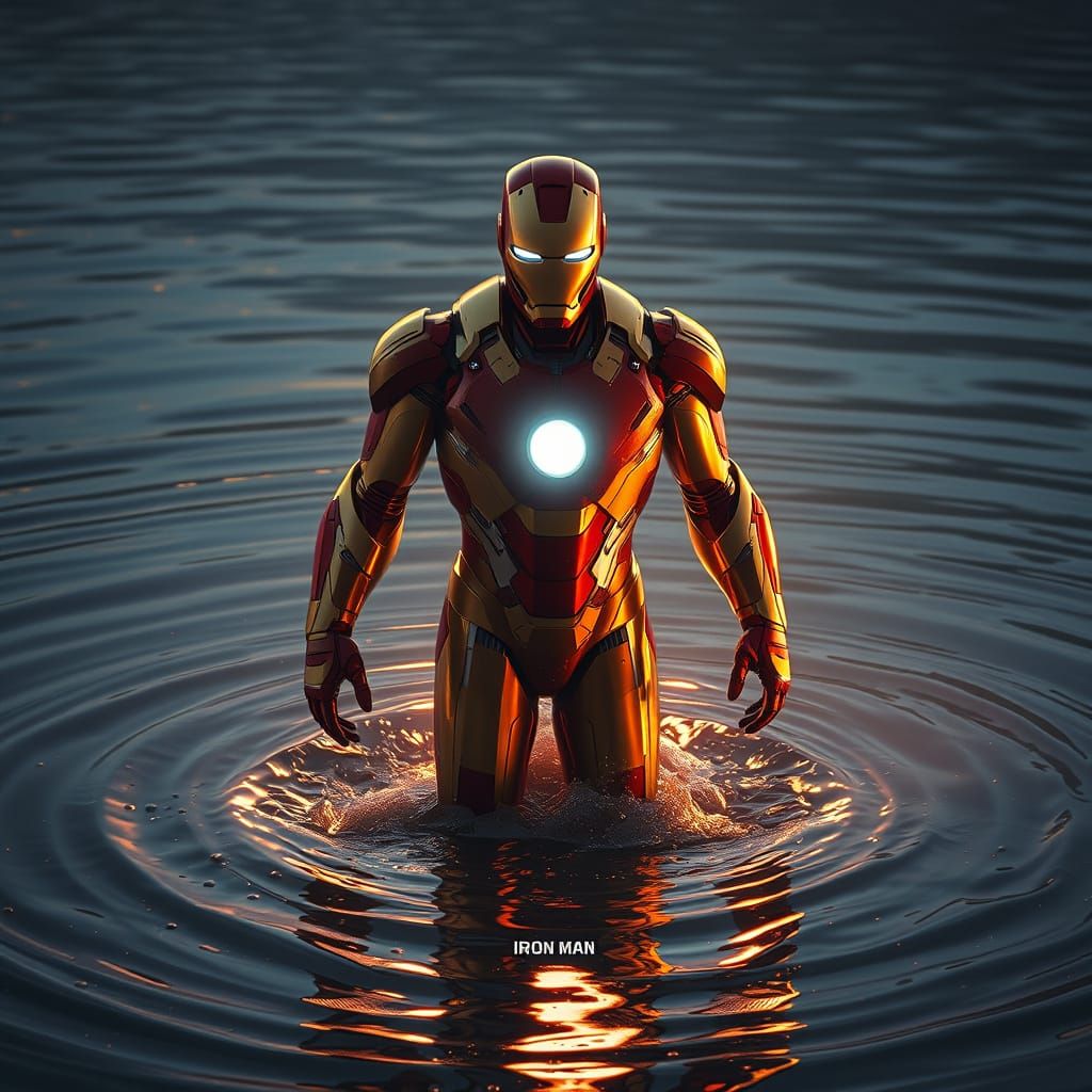 Water Iron man - Golden Iron Man Emerges from the Depths