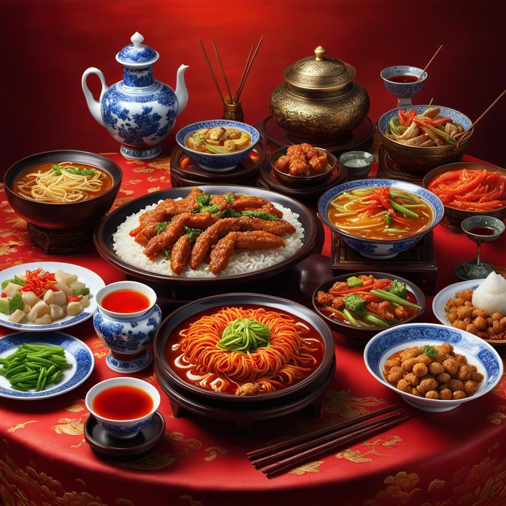 Delightful Chinese Feast: Exquisite Cuisine - AI Generated Artwork ...