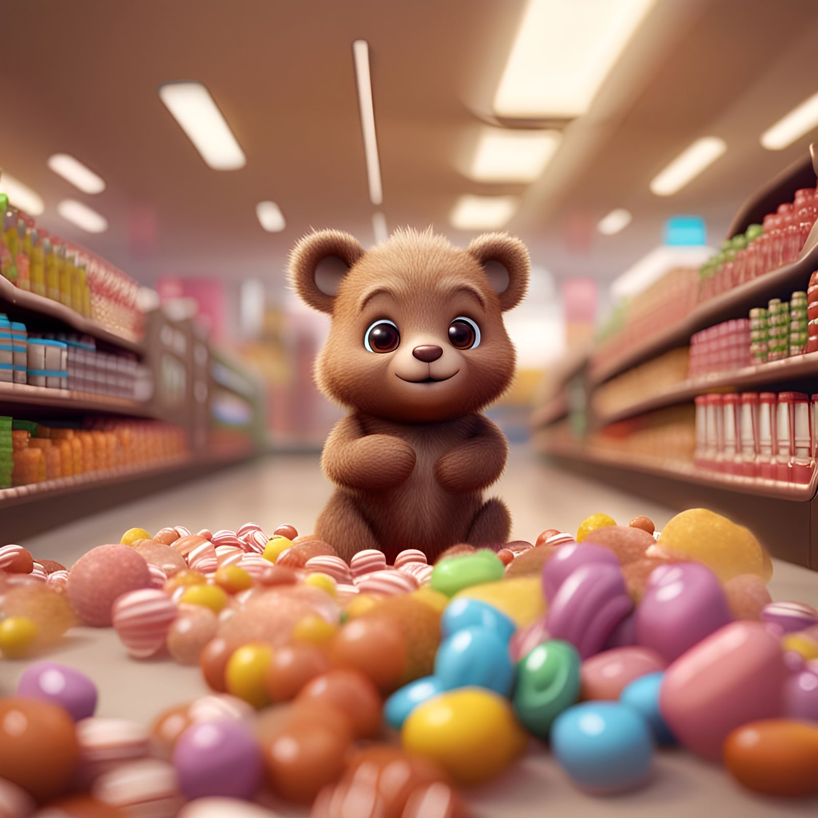 Charming Bear Cub in Candyland 🐻🍫🛒 - AI Generated Artwork - NightCafe ...