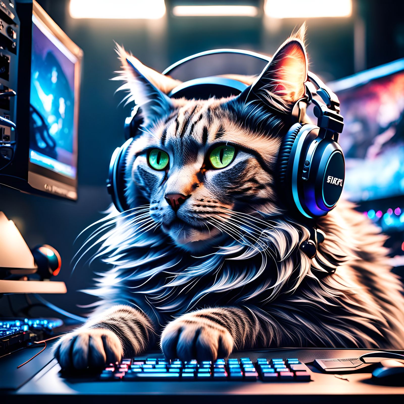 Gaming cat - AI Generated Artwork - NightCafe Creator