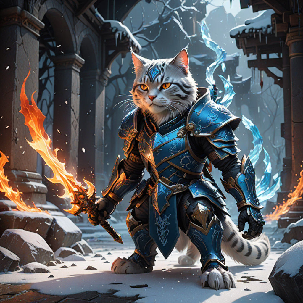 Sir Meowington, knight of the elements