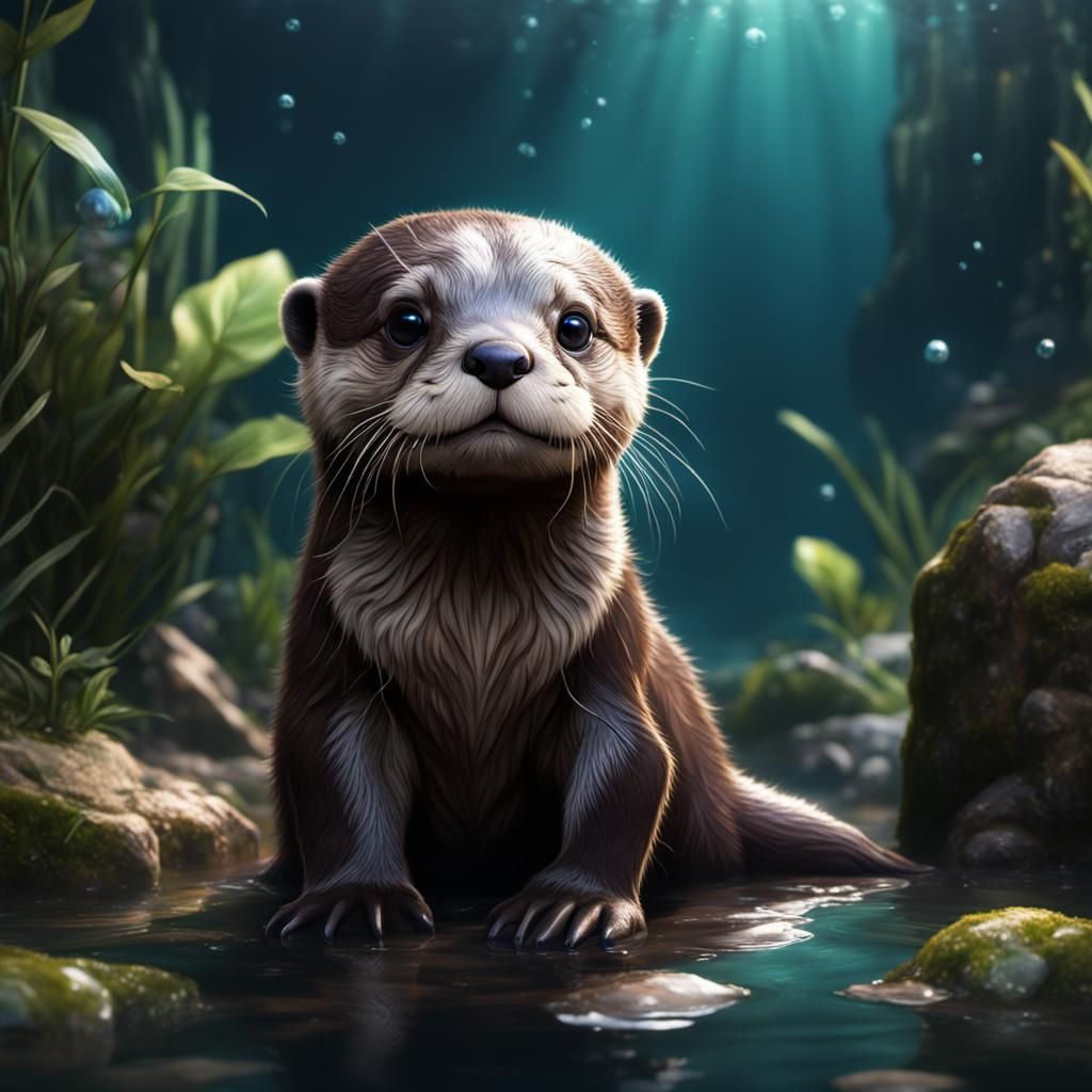 Cute baby otter - AI Generated Artwork - NightCafe Creator