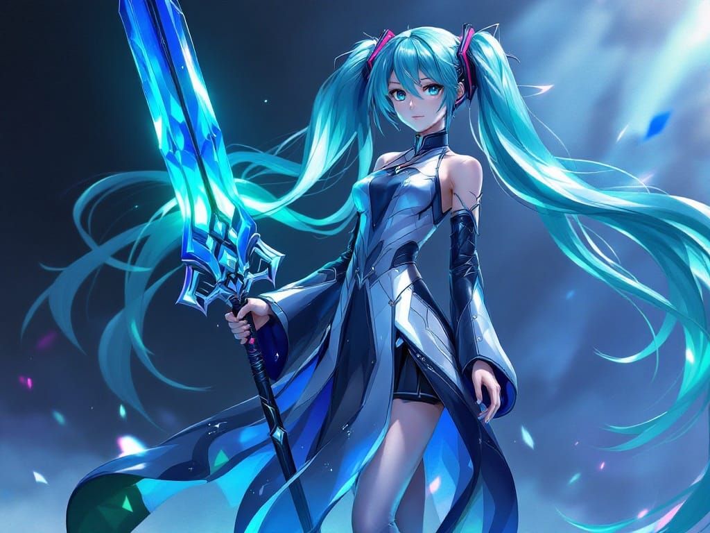 Hatsune miku ready for battle - Hatsune Miku, Cyberpunk War...