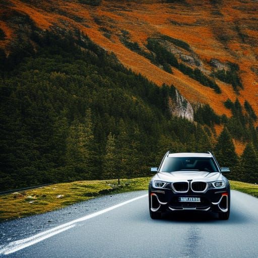 BMW iX3 on a mountain road in Switzerland - AI Generated Artwork ...