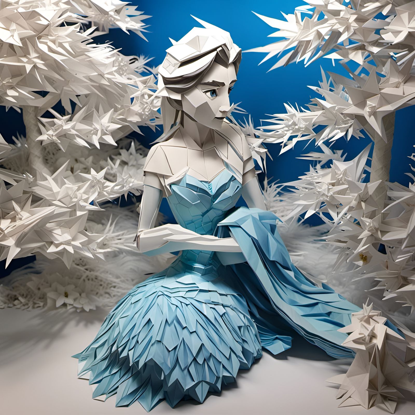 Frozen Origami - Elsa - AI Generated Artwork - NightCafe Creator