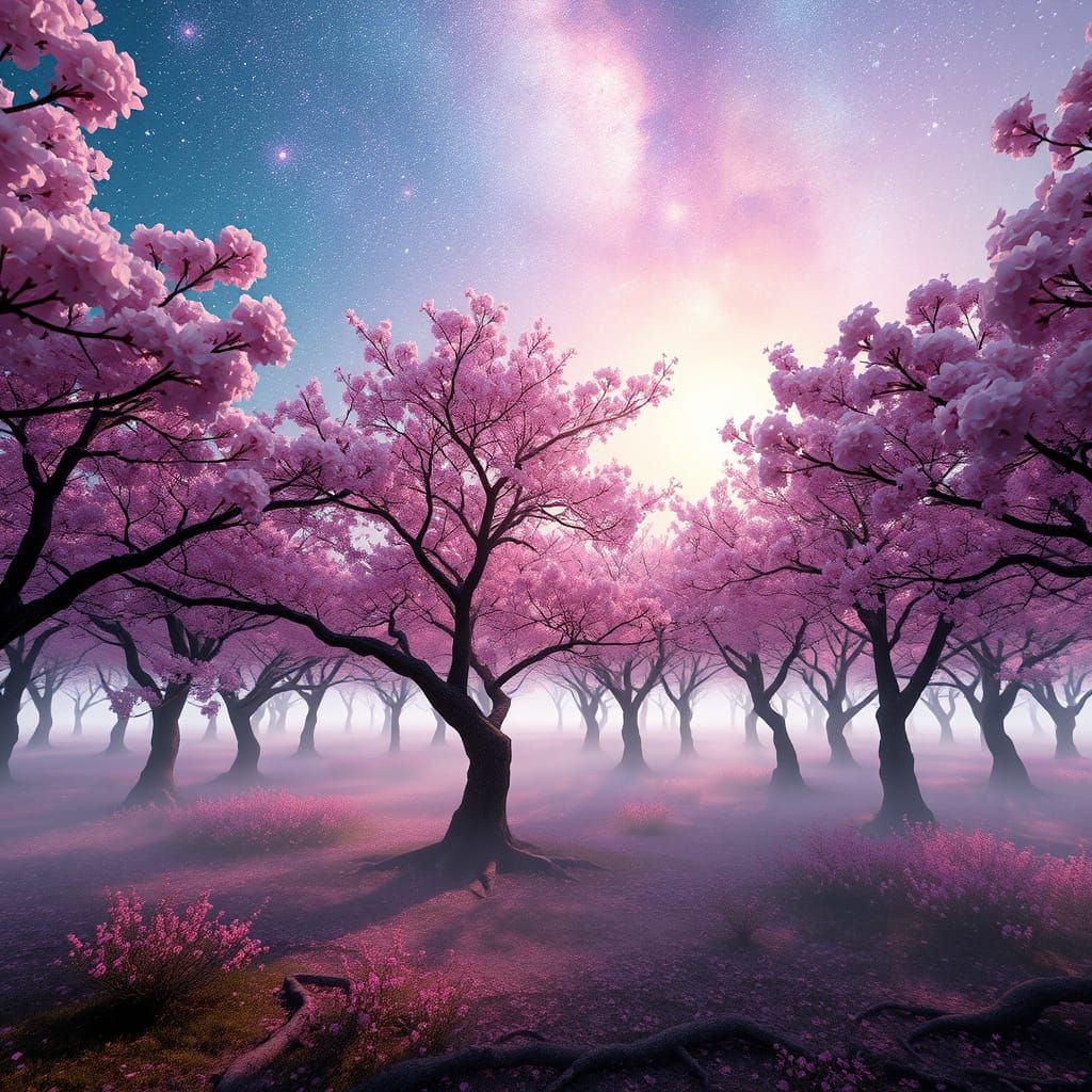 galaxy cherry tree forest - Ethereal Galaxy Cherry Tree Fore...
