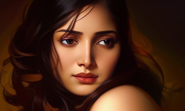indian woman brown hair seductive, (Artgerm) Greg Rutkowski Georgia O ...