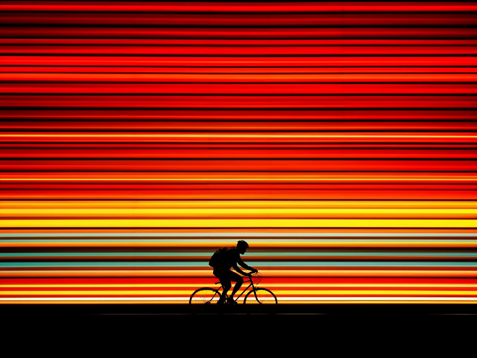An abstract minimalist photograph of a vivid bold horizontal lines a ...