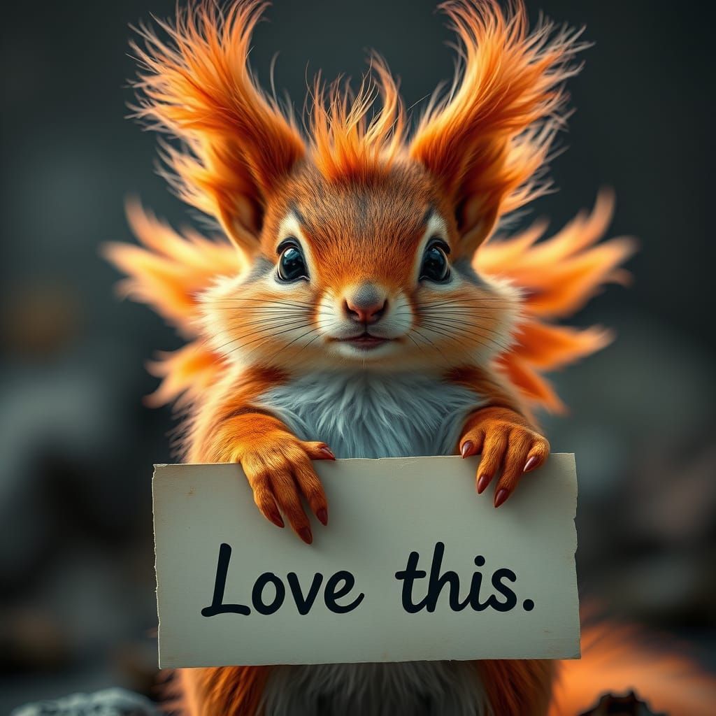 Squirrel - Loves this - Super Cute Phoenix Flame Squirrel wi...