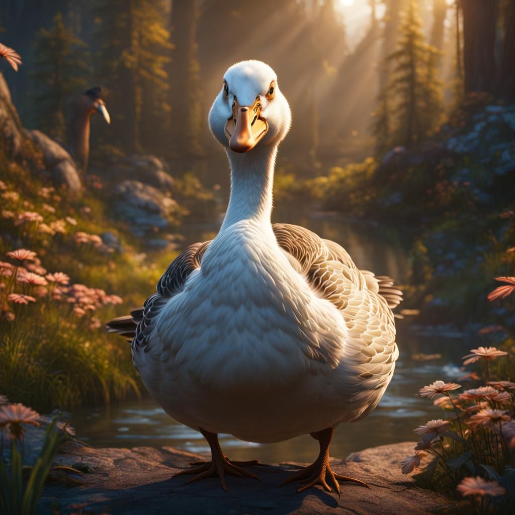 Judgmental Goose Stares Intensely: Fantasy Concept... - AI Art