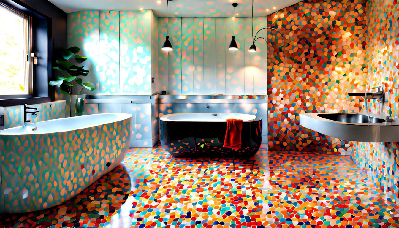 pointillism style epoxy resin tiles for a bathroom - AI Generated ...