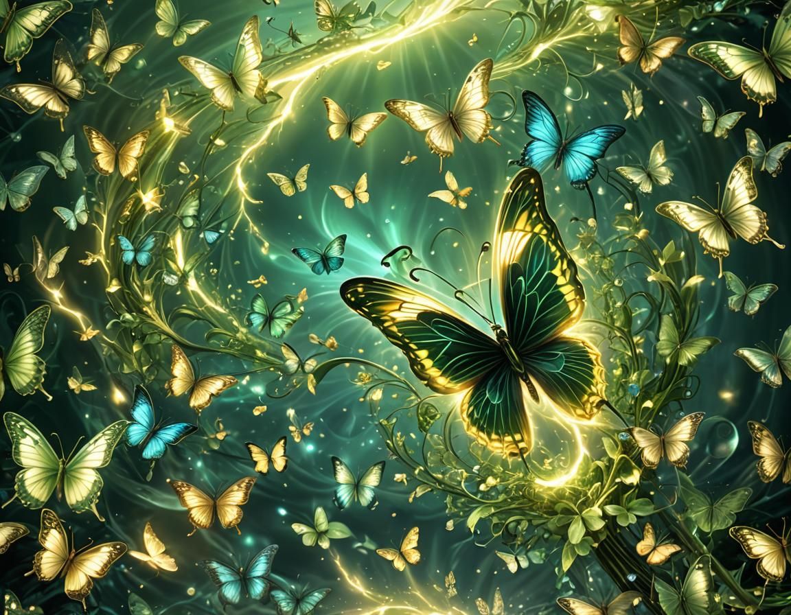 Butter-soft fluttering Butterfly mystical magical spreading its glow in ...