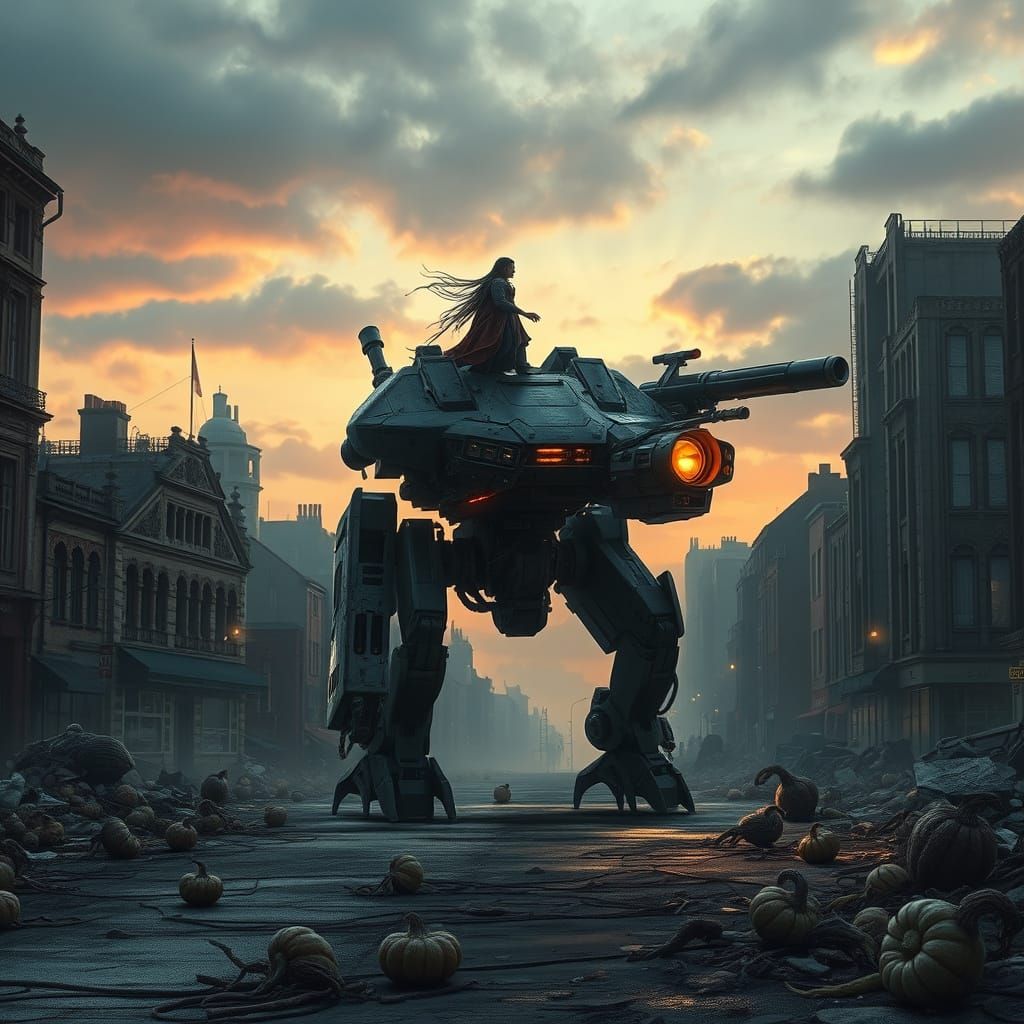 Goddess of Air and Speed Stands Amidst Mutated Foo... - AI Art