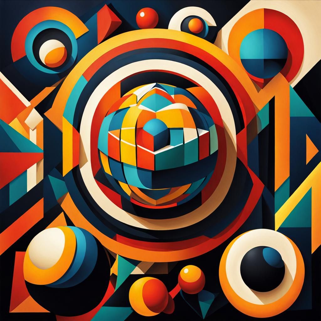 "Goodness gracious, great balls of fire!" cubist painting - AI ...