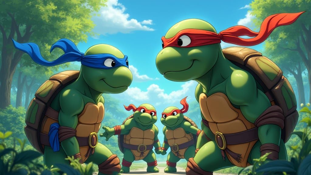 Teenage Mutant Ninja Turtles in Studio Ghibli Styl... - AI Art