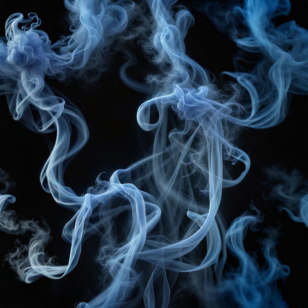 Beautiful elegant ballerinas, made of blue smoke | photorealism ...