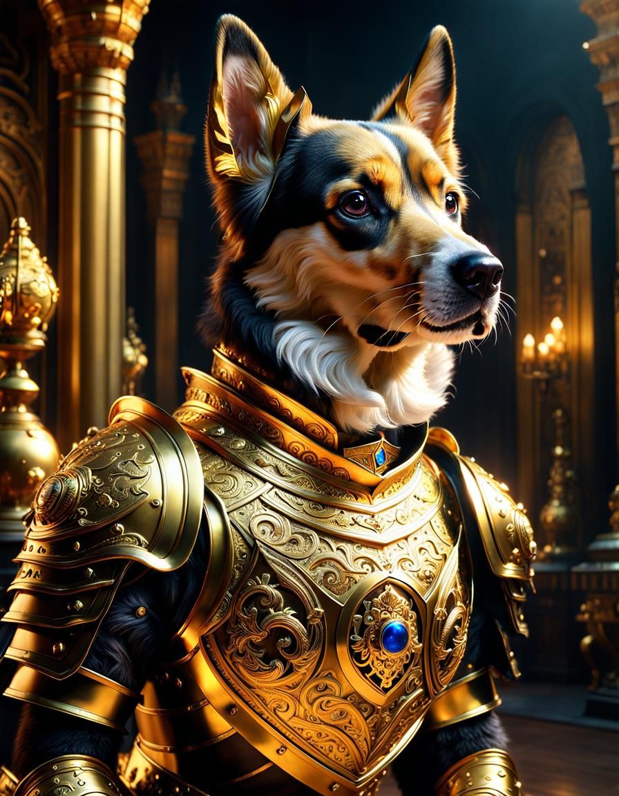 Dog Wearing Golden Armor - AI Generated Artwork - NightCafe Creator