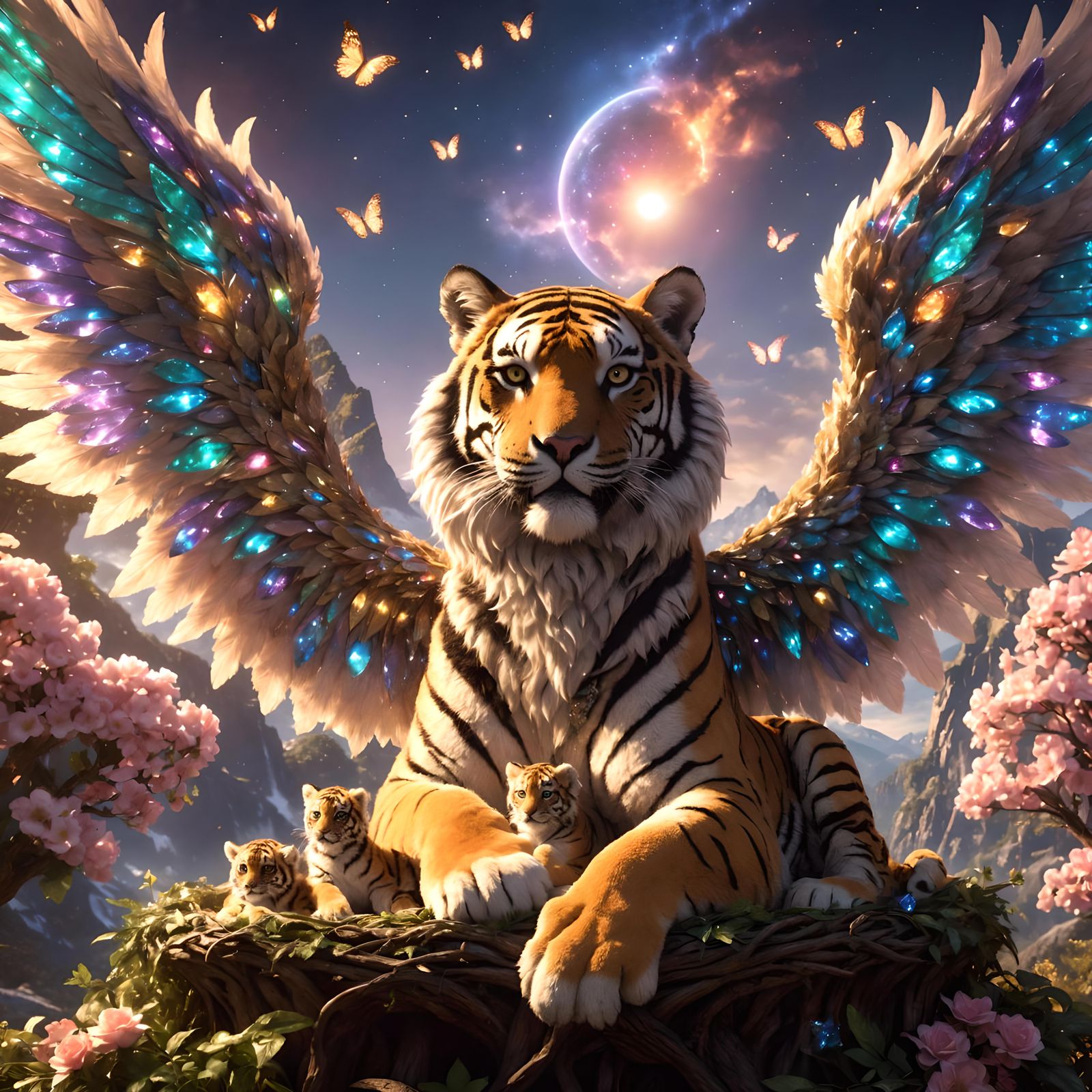Tiger Chimera Nest - AI Generated Artwork - NightCafe Creator