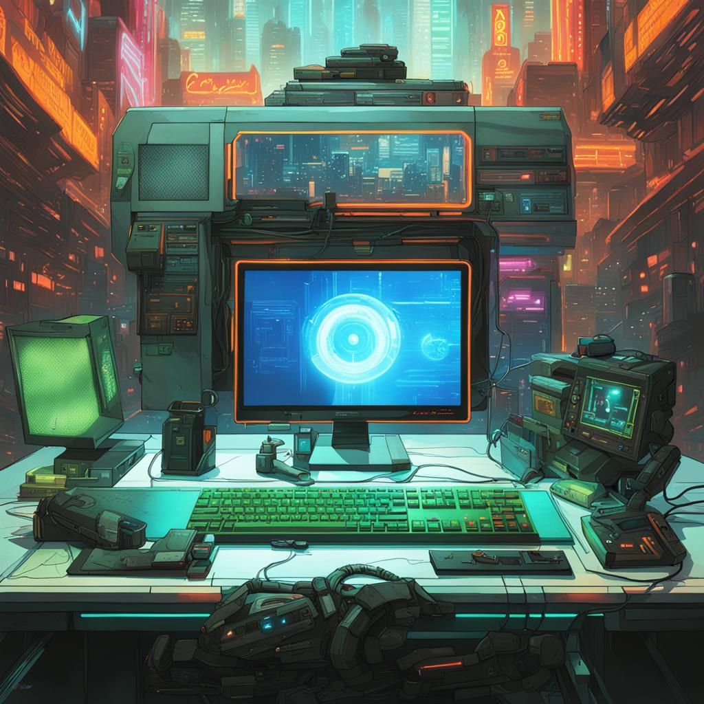 Computer by Android Jones and Julie Dillon, cyberpunk 2099 blade runner ...