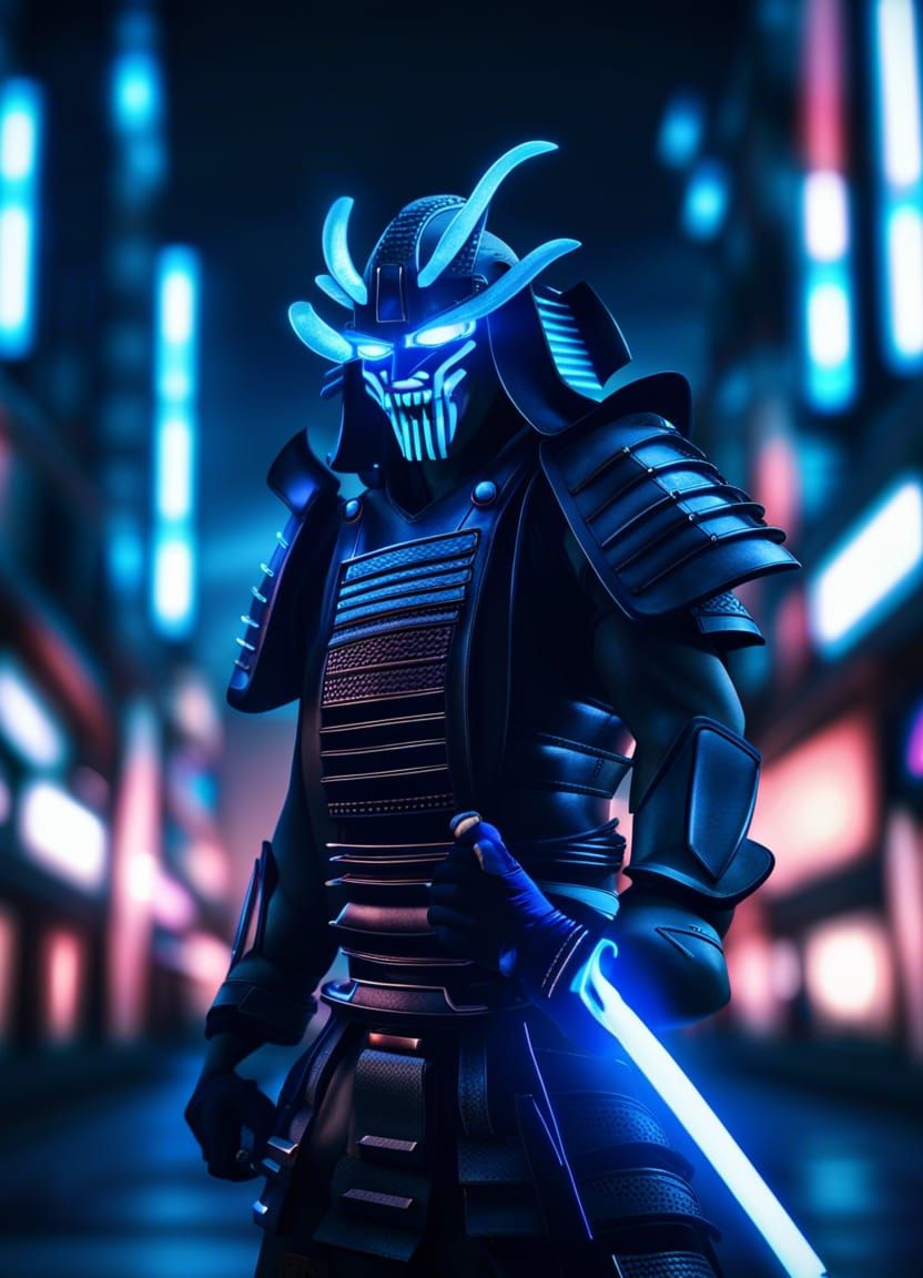 Neon Samurai - AI Generated Artwork - NightCafe Creator