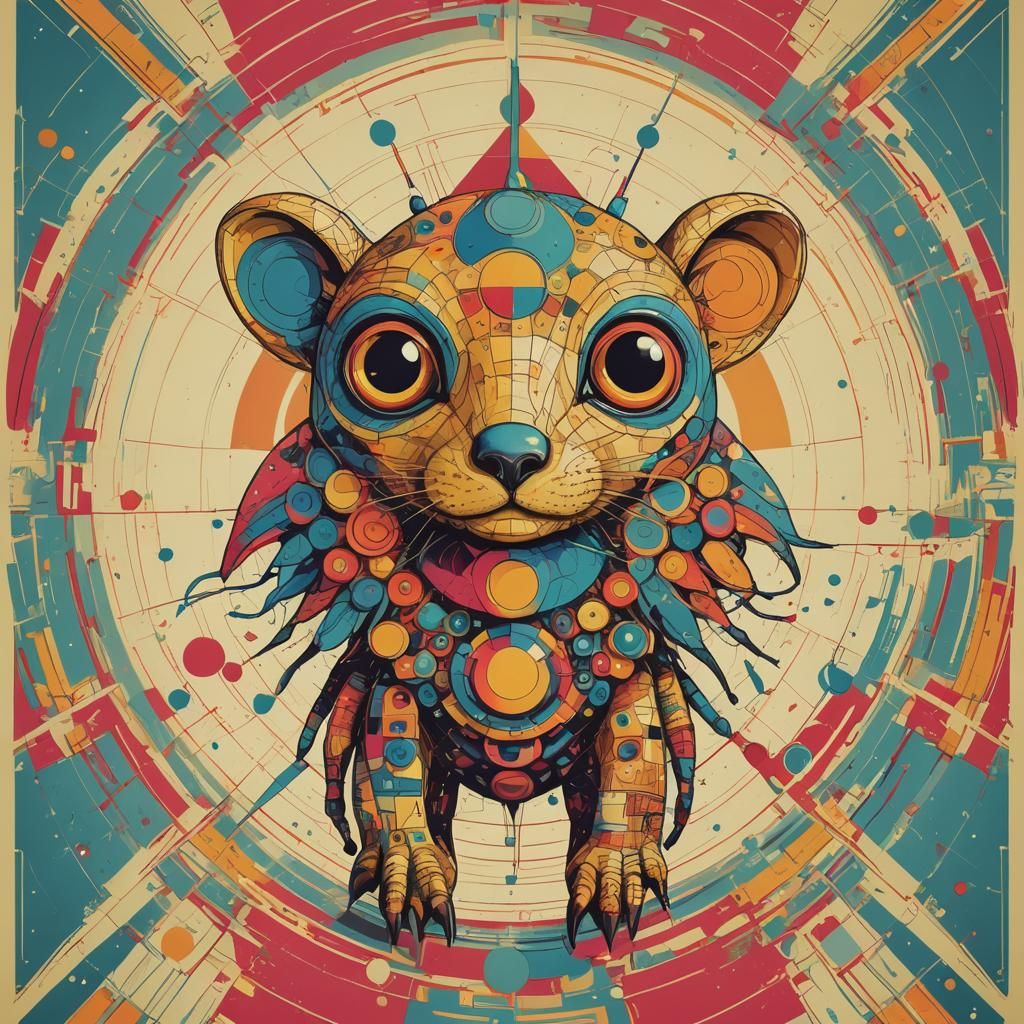 Cute creature; whimsical, surreal | Screen print, pop art, splash ...