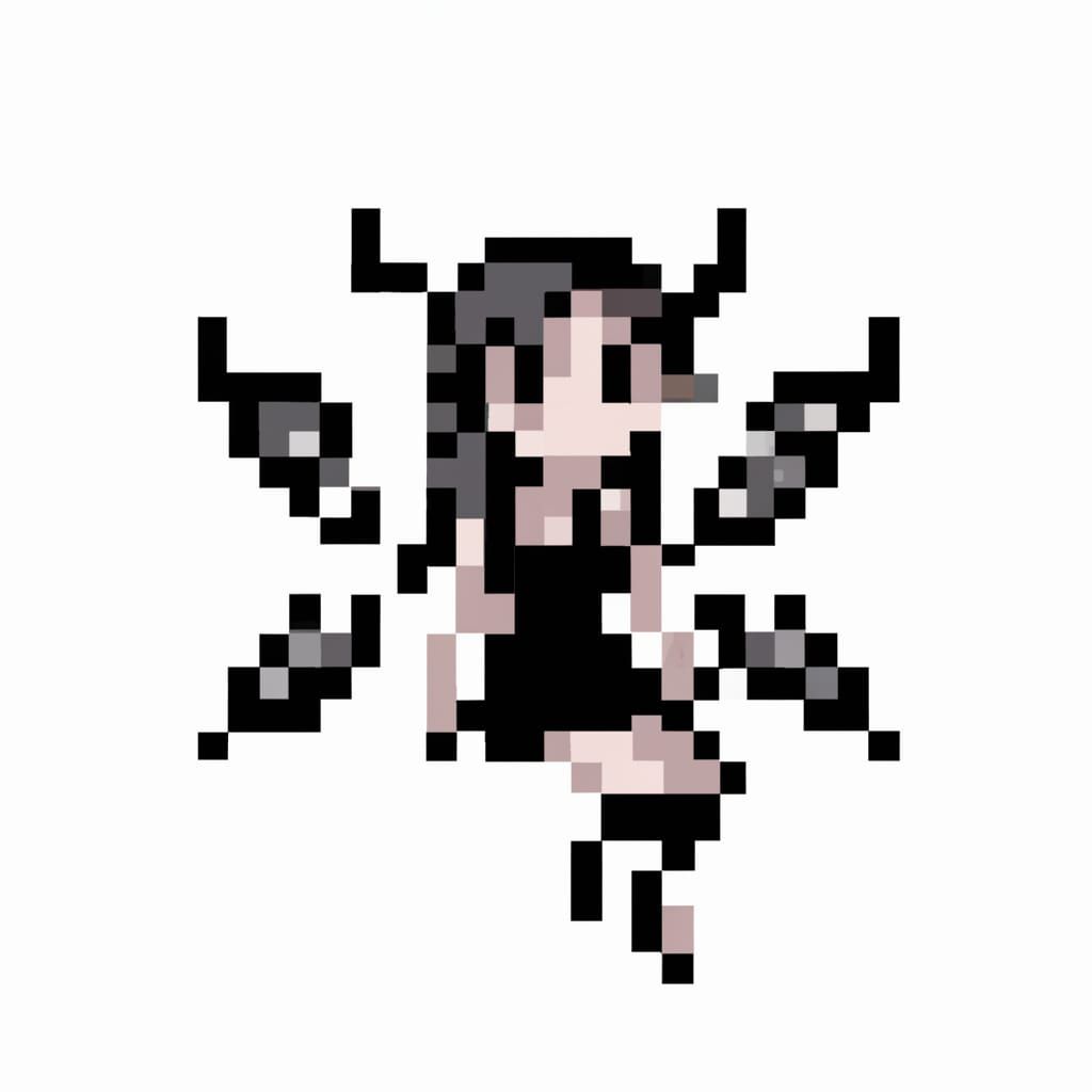 Beautiful gothic pixelated black matte pixel 8-bit fairy elf, pixel art ...