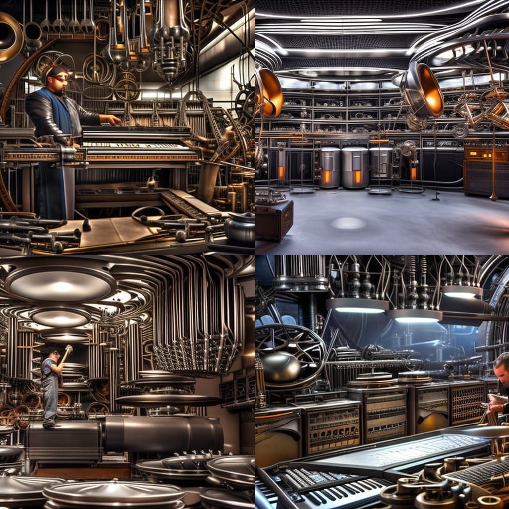 The Melodic Mechanic Creates an image of a skilled mechanic in a ...