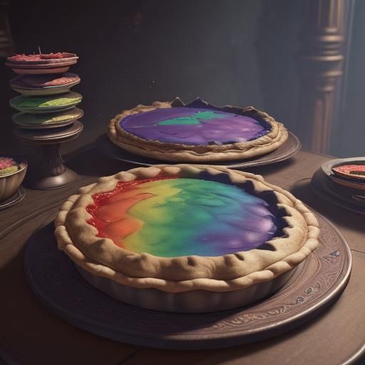 Coloured rainbow pies on table - AI Generated Artwork - NightCafe Creator