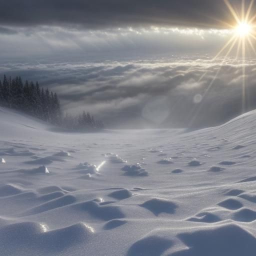 The sun breaks through the clouds and makes the snow glitter like ...