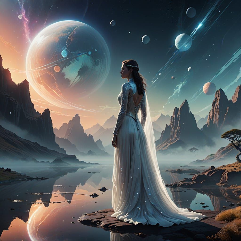 Ethereal Alien Landscape with Dreamy Portrait - AI Art